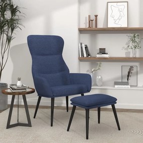 Relaxační křeslo se stoličkou modré textil 3097433