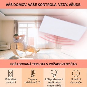 Klarstein Wondersky, infračervený ohřívač, stropní, 120 x 60 x 6,5 cm (Š x V x H), 750 W, IP44