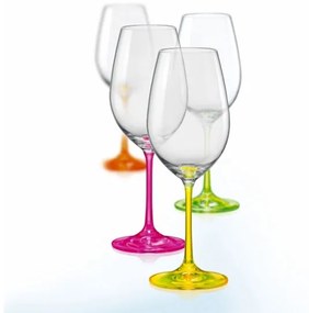 Crystalex - Bohemia Crystal Sklenice na víno Viola Neon 350 ml, 4 ks (mix barev)