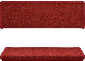 Schodové rohože 15 ks 65 x 21 x 4 cm červené obdélníkový okraj 134572