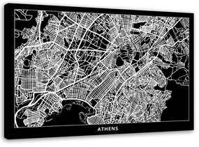 Obraz na plátně Athény Mapa města - 60x40 cm