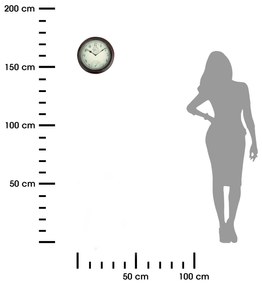 Nástěnné hodiny s teploměrem Tiffany, hnědá/krémová