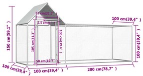 vidaXL Marketos Klec pro kuřata 3 x 1 x 1,5 m pozinkovaná ocel