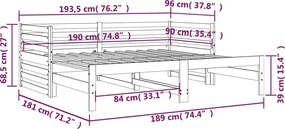 vidaXL Výsuvná postel 2x (90 x 190) cm masivní borovice [814673] Barva: Bílá