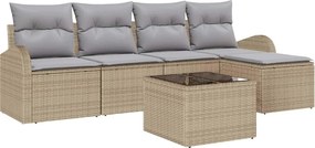 Set pohovek 6 ks Béžová a Světle šedá polyratan 3354679