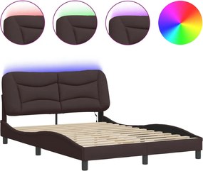 Rám postele s LED bez matrace Hvar Tmavě hnědá 140x200 cm Látka 3213707