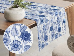 Biante Dekorační běhoun na stůl PML-090 Modré jarní květiny na bílém 20x160 cm