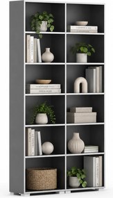 Knihovna SILVER LINE, 2 sloupce, 2230 x 1200 x 400 mm, grafit