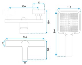 Nástěnná sprchová baterie REA ARGUS, zlatá kartáčovaná