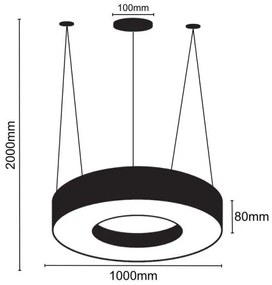 LED Lustr na lanku LED/50W/230V 4000K pr. 100 cm černá