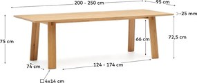 Rozkládací jídelní stůl s přídavnou deskou s deskou v dubovém dekoru 95x200 cm Arlen – Kave Home