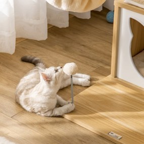 PawHut Kočičí Škrabací Strom s Výškou Platfomy 126 cm - Lezecká Věž pro Kočky s Houpacím Sítem, Domkem, Postelí, Sisalovými Sloupy a Hračkami 48x40x1…