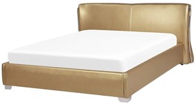 Kožená vodní postel 160 x 200 cm zlatá PARIS Beliani