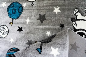 BE Dětský koberec Smart Kids 22924 GREY - šedý obdélníkový, vesmírný Rozměr: 140x190 cm