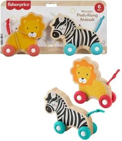Mattel Fisher Price dřevěná postrkovací lev a zebra / od 6 měsíců