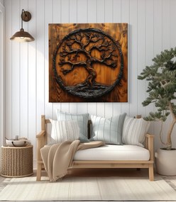 Obraz na plátně - Strom života Sedull, dřevo styl FeelHappy.cz Velikost obrazu: 100 x 100 cm