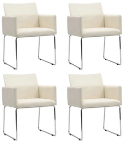 Jídelní židle 4 ks bílé se vzhledem lnu textil,  275582