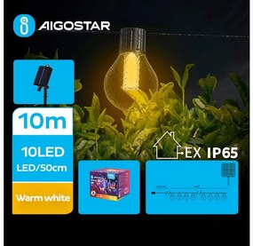 Aigostar B.V. Aigostar - LED Solární dekorační řetěz 10xLED/8 funkcí 10,5m IP65 teplá bílá AI0956