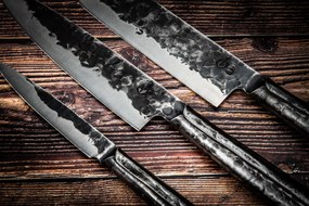 Ručně vyráběné nože z oceli Forged | Sun System 3-dílná sada nožů Brute