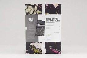 Florella Saténové povlečení Fiore Black Rozměr: 70x90 + 140x200 cm
