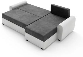 Nejlevnější nábytek Rohová sedačka DAKAR, tmavě šedá látka/bílá ekokůže