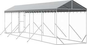 Venkovní psí kotec se střechou stříbrný 2 x 10 x 2,5 m ocel 3190484