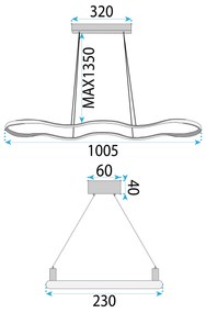 Toolight Závěsné LED osvětlení Modern D21 LHJ027-CP 120cm zlaté