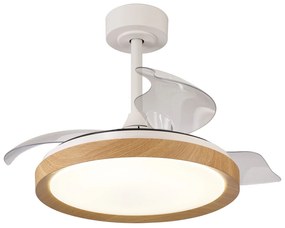 Mantra 8830 Mistral Mini, rozvinovací ventilátor se svítidlem a dálk. ovladačem, LED 40W 3000-6500K, dřevěná, průměr 45/91cm