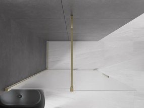 Mexen Velar, sprchová zástěna s posuvnými dveřmi Walk-in 160 x 200 cm, 8mm sklo námraza, zlatá lesklá, 871-160-000-33-50