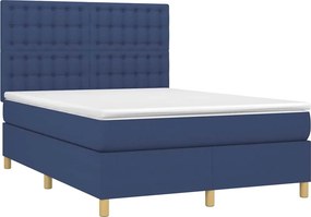 Box spring postel s matrací a LED modrá 140x190 cm textil 3135755