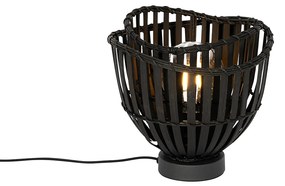 Orientální stolní lampa černá bambus - Pua