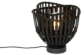 Orientální stolní lampa černý bambus - Pua