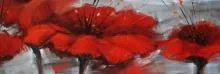 Červené květy na šedém pozadí II - 50 x 150 cm