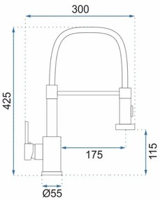 REA-B4821 - Dřezová baterie s vytahovací sprškou COLIN 42,5 cm broušená zlatá