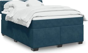 Box spring postel s matrací modrá 140 x 200 cm samet 3288640