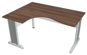 Stůl ergo vlna pravý 160×120/80 cm - Hobis Cross CE 2005 P Dekor stolové desky: ořech, Dekor lamino podnože: bílá, Barva nohou: Stříbrná