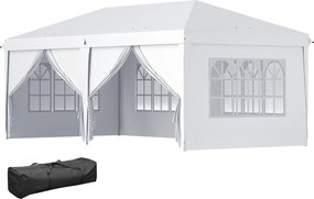 Skládací altán Outsunny 6x3x2,7m - Skládací zahradní stan se 4 panely, 4 okny a 2 zipovými dveřmi, 1 UV-odolnou vodotěsnou taškou na outdoor balkon ne