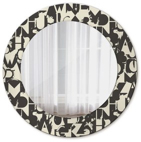 Kulaté dekorativní zrcadlo Abstraktní typografie fi 50 cm