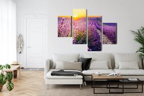 Vícedílný obraz Levandulové Pole Při Západu Slunce 3D Nedostatek Nedostatek Plátno Canvas 240x150