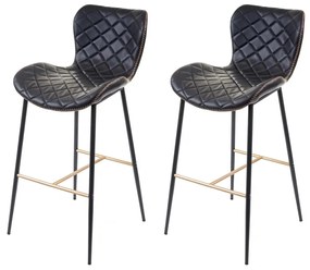 Barová židle E55 (SET 2 ks)  ~ černa / zlatá podnož - Černá