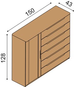 Komoda JELÍNEK FLABO 3DZ6 Materiál: Dub Rustik, Moření: olej natur