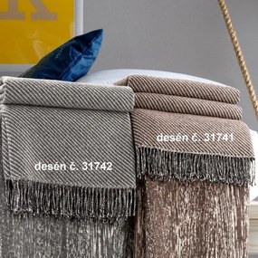 SCANquilt vlněný pléd LAMB SOFT diagonál hnědosmetanová střední 130 x 200 cm