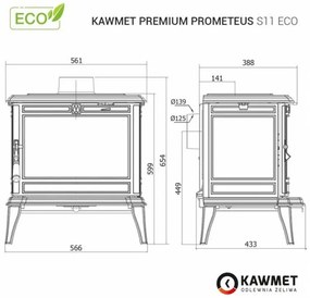 KAWMET Krbová kamna KAWMET Premium PROMETEUS S11 ECO