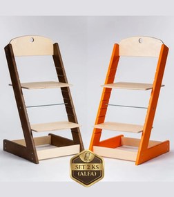 Lucas Wood Style - rostoucí židle ALFA III zvýhodněný set 2 ks - ořech + oranžová