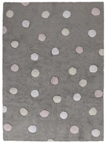 Lorena Canals koberce Přírodní koberec, ručně tkaný Tricolor Polka Dots Grey-Pink Rozměry koberců: 120x160