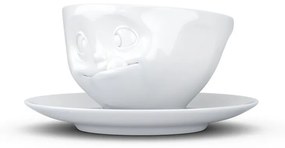 Bílý mlsný porcelánový šálek s podšálkem 58products