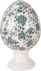 Keramické vajíčko na podstavci se zelenými květy Tien French XL - Ø 17*28 cm