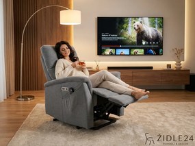 Elektrické polohovací TV křeslo ANTE - šedá látka