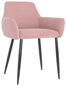 vidaXL Jídelní židle 4 ks růžové samet