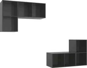 Nástěnné TV skříňky 4 ks šedé s vysokým leskem kompozitní dřevo 3079843